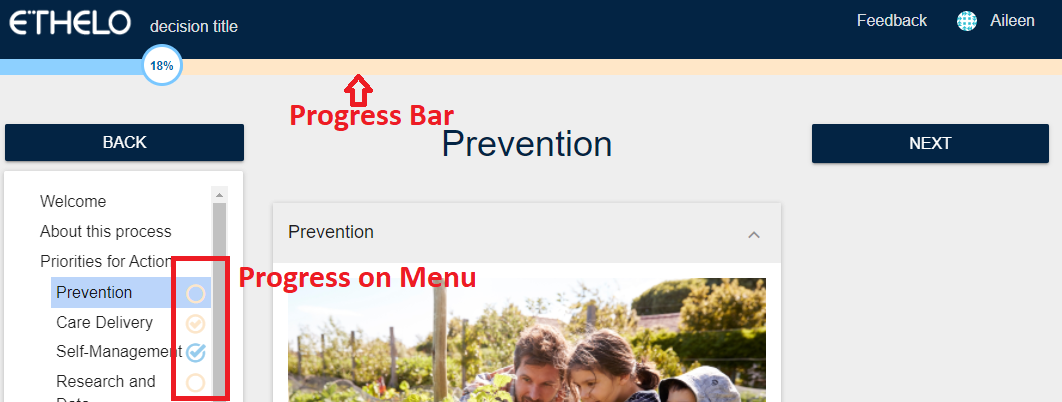 Look and Feel : Progress Bar & 'Next' Button – Ethelo